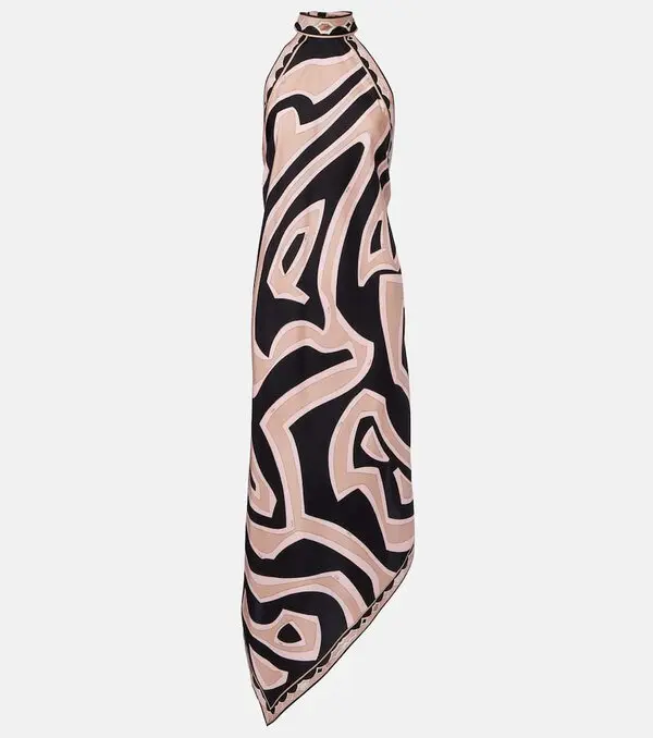 Emilio Pucci Labirinto Halterneck Silk Twill Midi Dress - Multicoloured