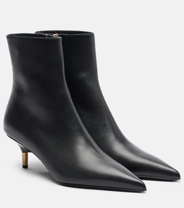 Khaite Bella Leather Ankle Boots - Black