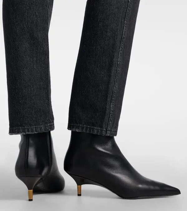 Khaite Bella Leather Ankle Boots - Black