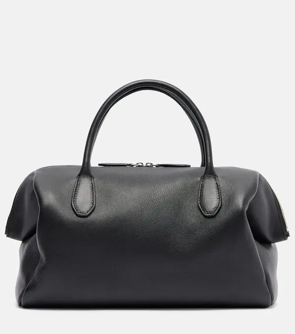 THE ROW Faye Leather Top Handle Bag - Black