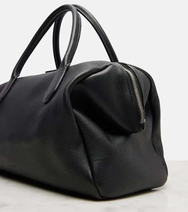 THE ROW Faye Leather Top Handle Bag - Black