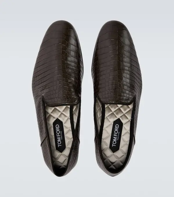 TOM FORD Steven Croc-effect Leather Loafers - Green