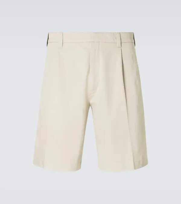 Prada Pleated Cotton Bermuda Shorts