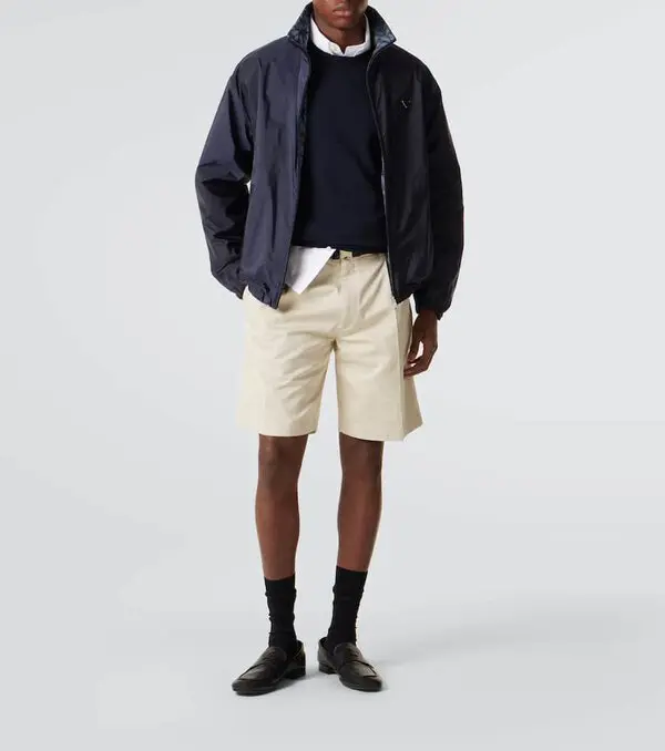 Prada Pleated Cotton Bermuda Shorts