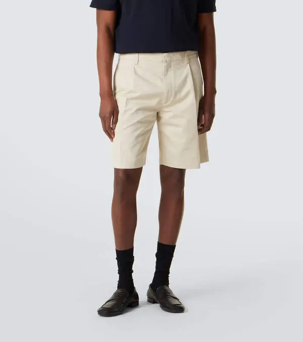 Prada Pleated Cotton Bermuda Shorts