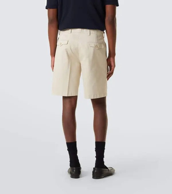 Prada Pleated Cotton Bermuda Shorts