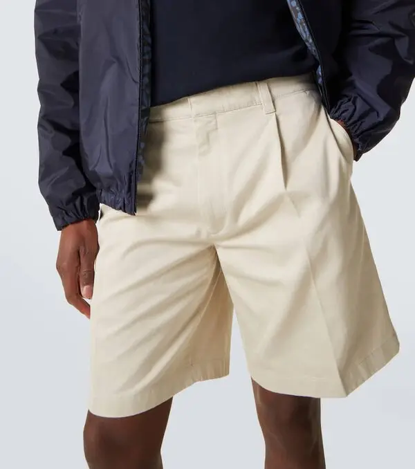 Prada Pleated Cotton Bermuda Shorts
