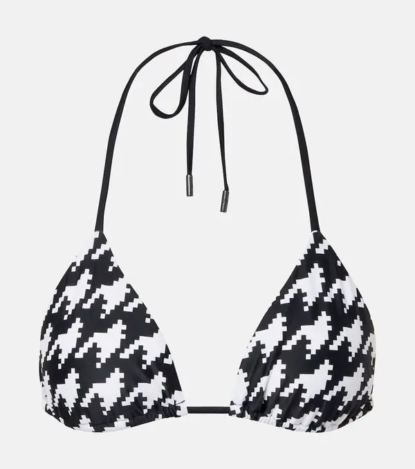 Perfect Moment Houndstooth Bikini Top - Black
