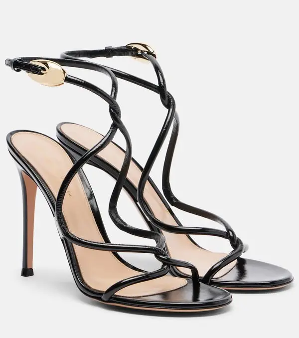 GIANVITO ROSSI Jungle Mamba Leather Sandals - Black