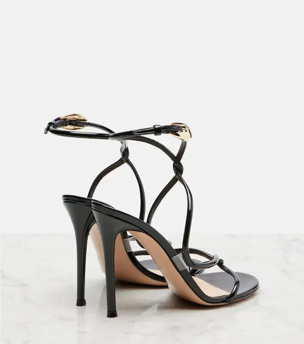GIANVITO ROSSI Jungle Mamba Leather Sandals - Black