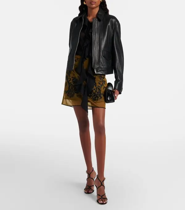 GIANVITO ROSSI Jungle Mamba Leather Sandals - Black