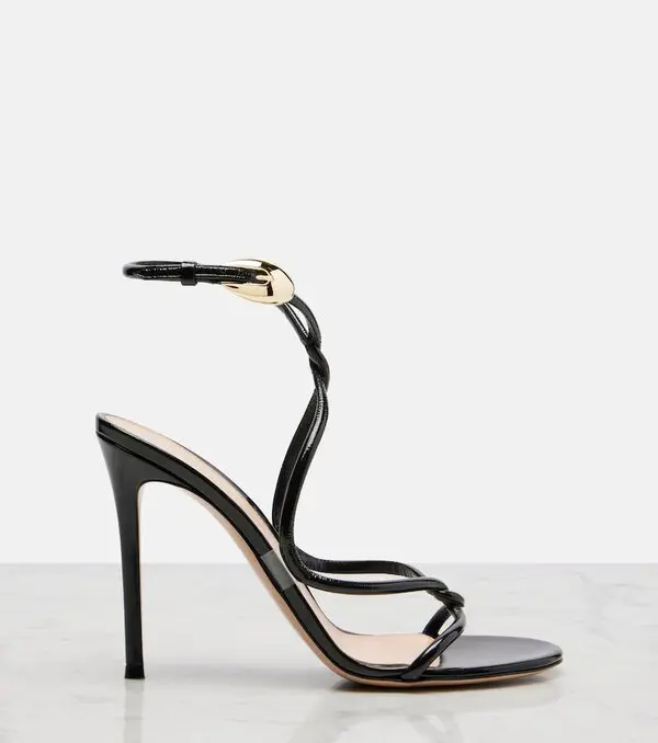 GIANVITO ROSSI Jungle Mamba Leather Sandals - Black