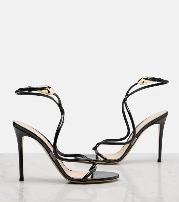 GIANVITO ROSSI Jungle Mamba Leather Sandals - Black