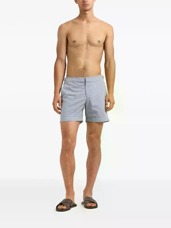 Orlebar Brown Bulldog Seersucker Stripe Beachwear - Blue