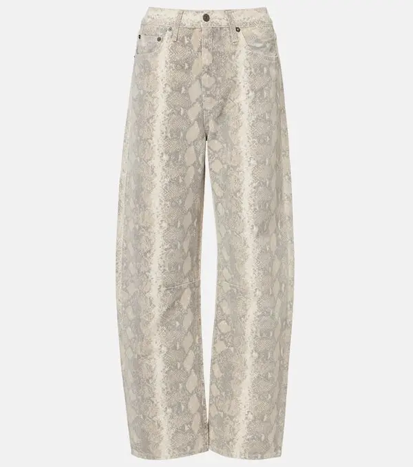 Citizens Of Humanity Miro Snake-print Barrel-leg Jeans - Grey