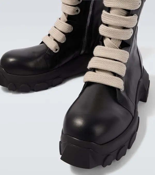 Rick Owens Jumbolace Army Leather Combat Boots