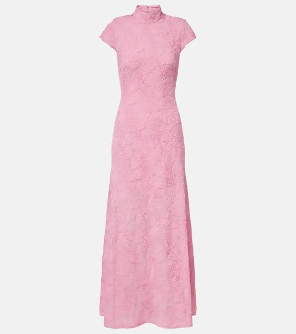 ROTATE BY BIRGER CHRISTENSEN Floral Mesh Maxi Dress - Pink