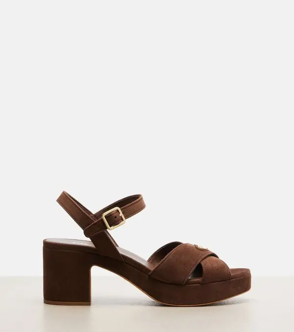 Prada Suede Platform Sandals - Brown