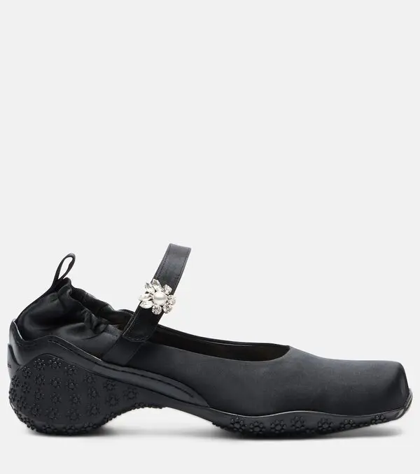 Simone Rocha Ballet Runner Embellished Ballet Flats - Black