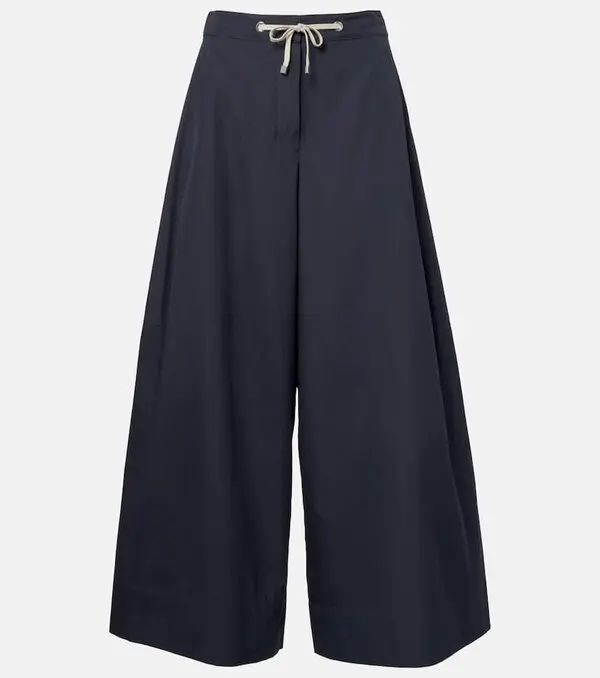 Max Mara Gufo Cotton Poplin Wide-leg Pants - Blue