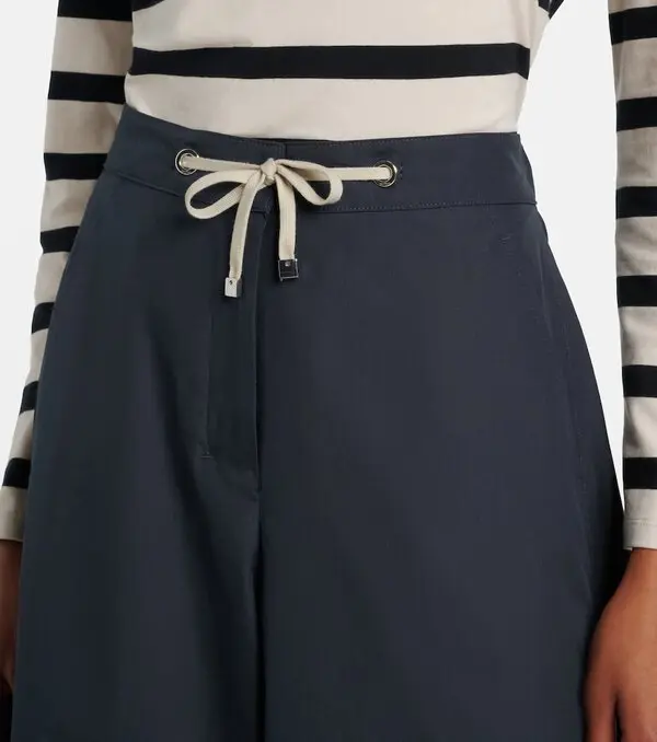 Max Mara Gufo Cotton Poplin Wide-leg Pants - Blue
