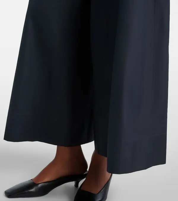 Max Mara Gufo Cotton Poplin Wide-leg Pants - Blue
