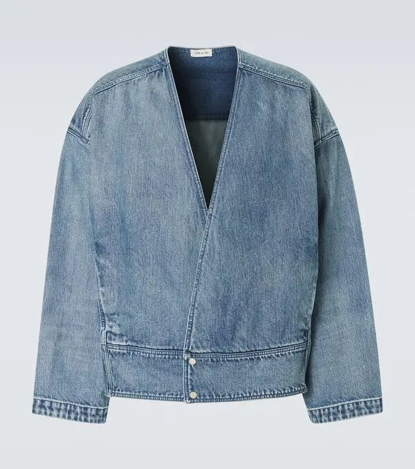 Fear Of God Faded Denim Trucker Jacket - Blue