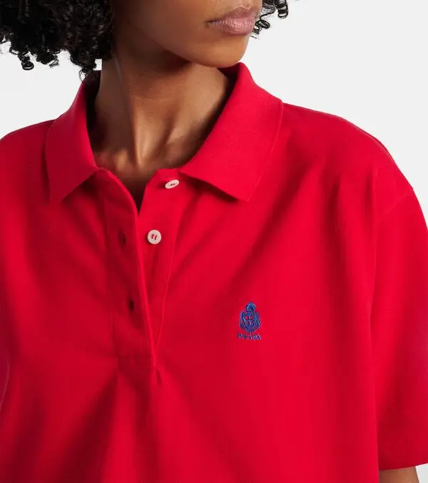 Prada Logo Cotton Piqué Polo Shirt - Red