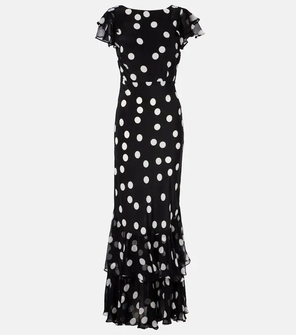 Rixo Ordinia Polka-dot Silk Dress - Black