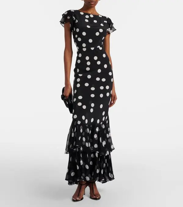 Rixo Ordinia Polka-dot Silk Dress