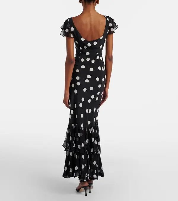 Rixo Ordinia Polka-dot Silk Dress