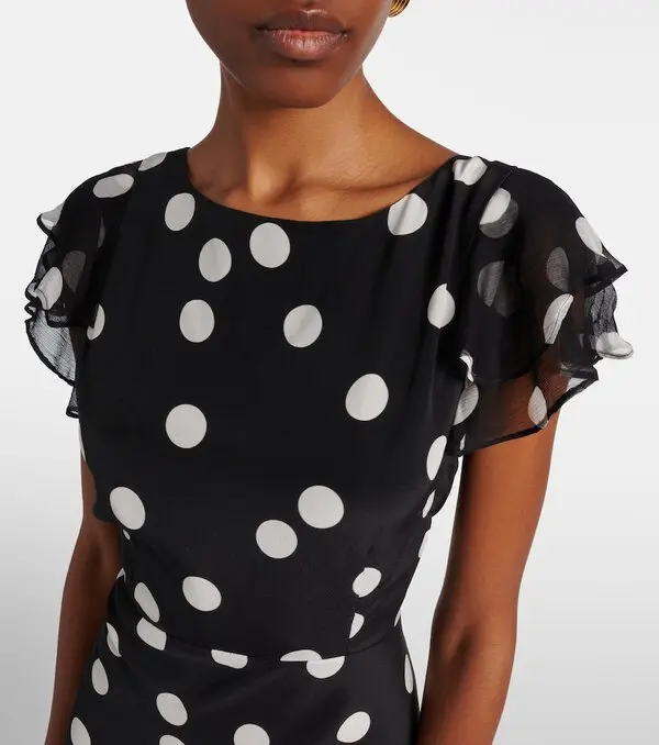 Rixo Ordinia Polka-dot Silk Dress