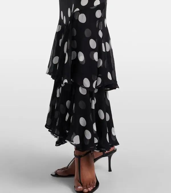 Rixo Ordinia Polka-dot Silk Dress