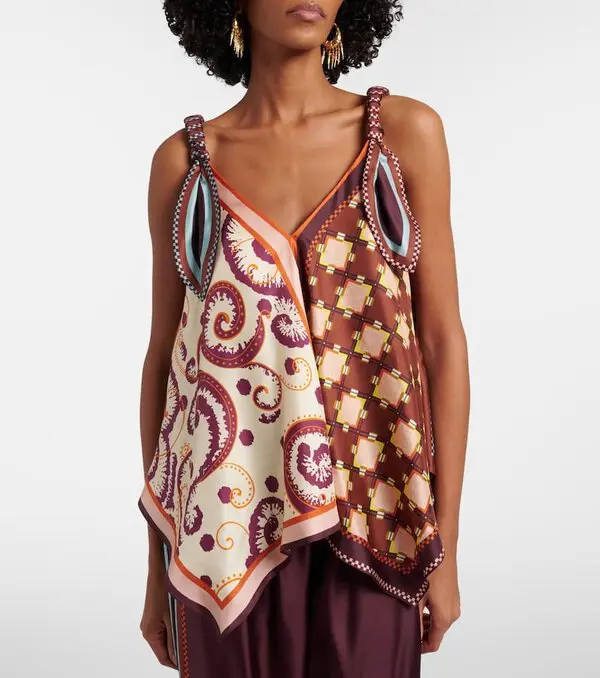 ALEMAIS Printed Silk Twill Top