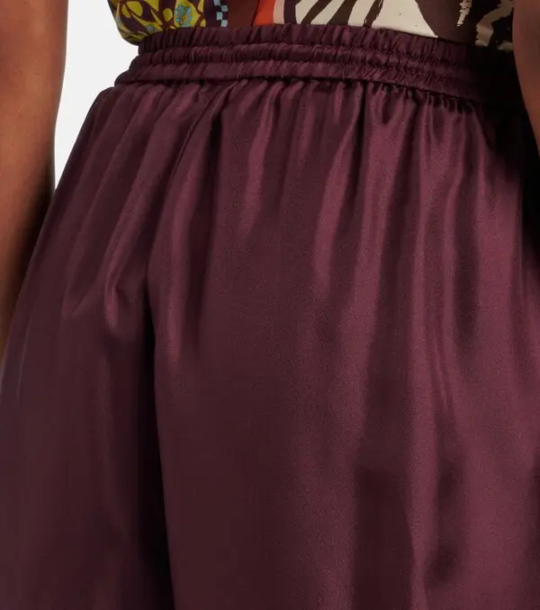 ALEMAIS Alémais Wilson Silk Twill Wide-leg Pants - Burgundy