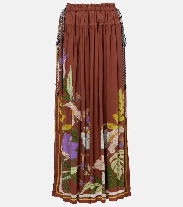 ALEMAIS Alfie Floral Wide-leg Pants - Brown