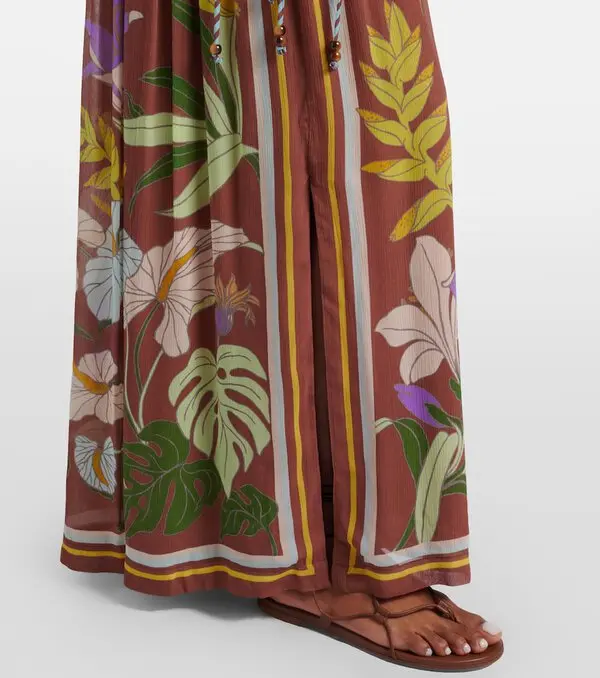 ALEMAIS Alfie Floral Wide-leg Pants - Brown
