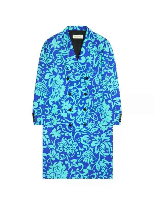 Dries Van Noten Floral Print Double-breasted Coat