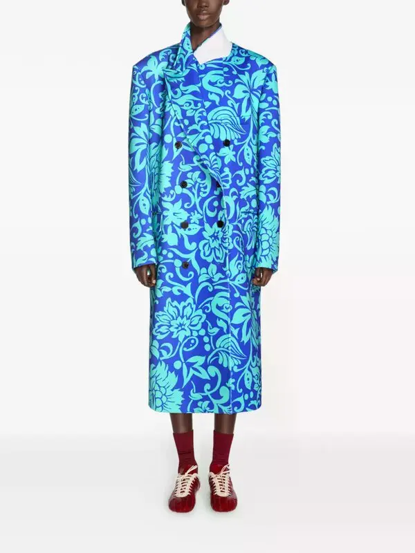 Dries Van Noten Floral Print Double-breasted Coat
