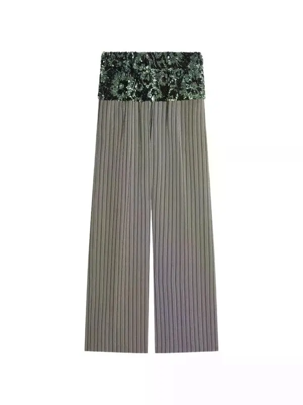 Dries Van Noten Sequin-embellished Striped Trousers
