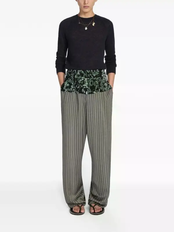 Dries Van Noten Sequin-embellished Striped Trousers
