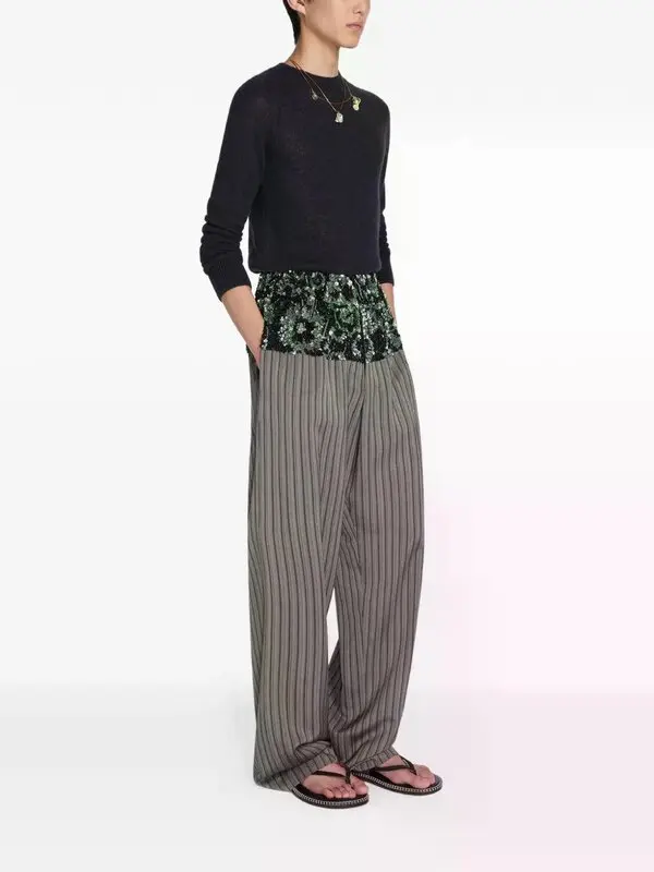 Dries Van Noten Sequin-embellished Striped Trousers