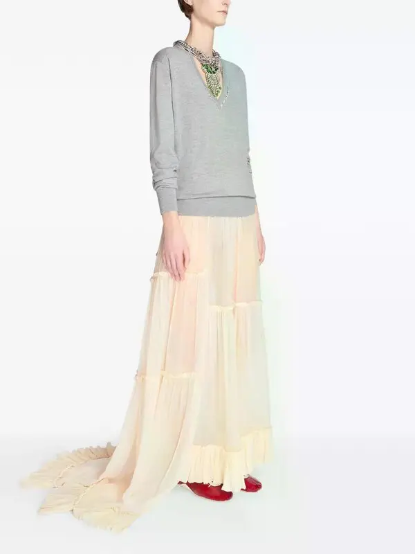 Dries Van Noten Tiered Ruffled Maxi Skirt - Neutrals