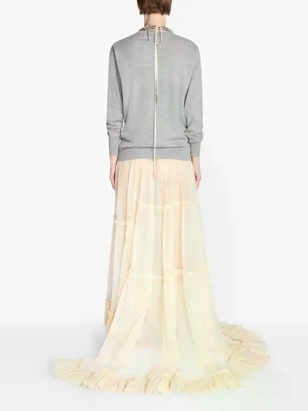 Dries Van Noten Tiered Ruffled Maxi Skirt - Neutrals