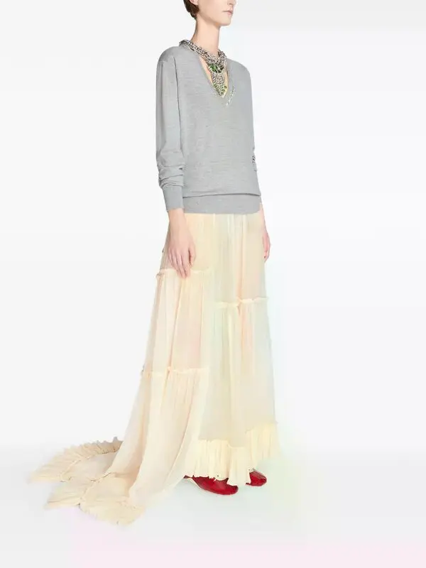 Dries Van Noten Embellished V-neck Sweater - Grey