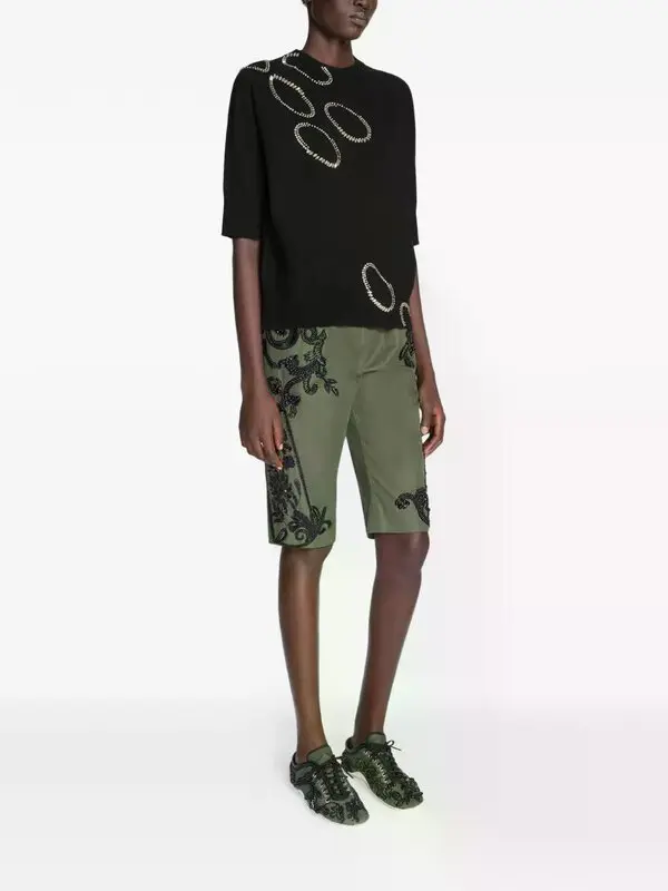 Dries Van Noten Embellished Knitted Top - Black