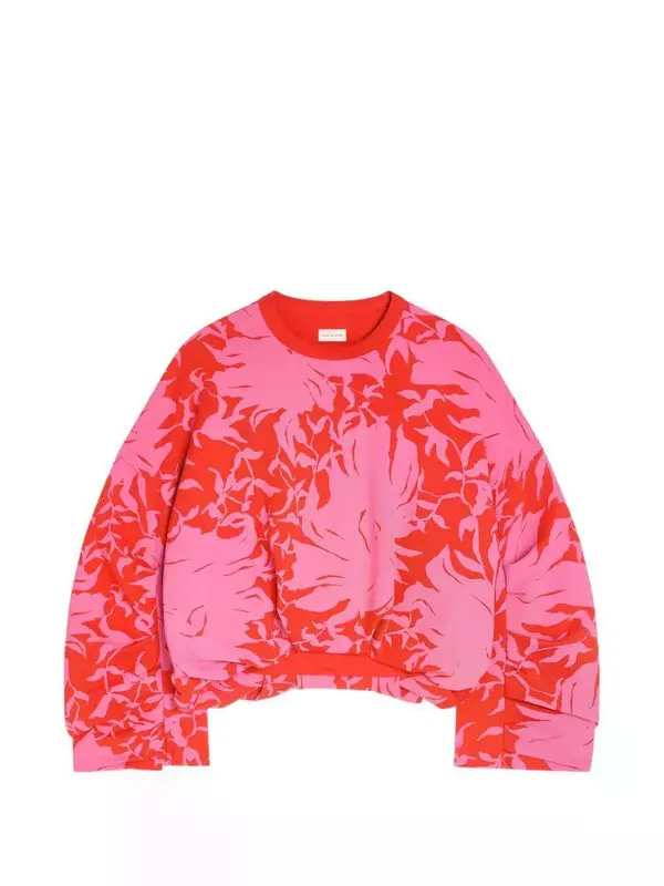 Dries Van Noten Floral-print Relaxed Fit Sweatshirt - Pink
