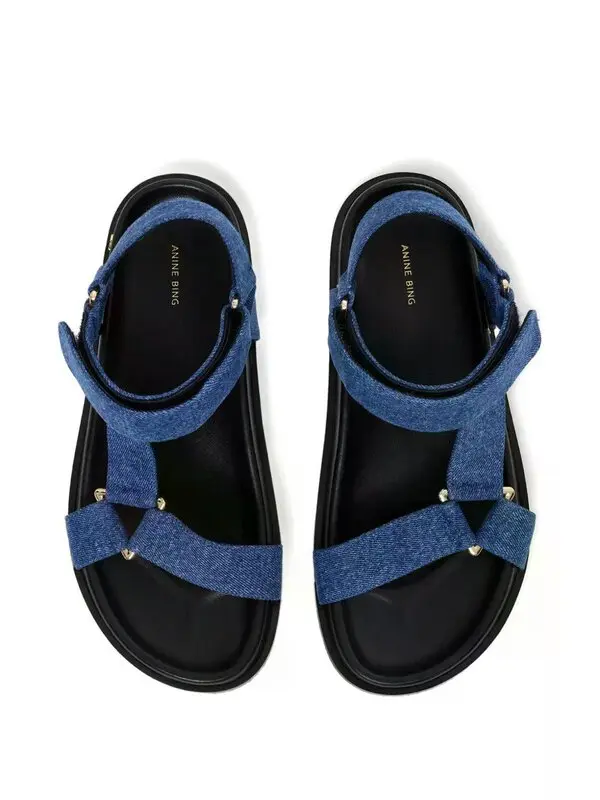 ANINE BING Jess Sandals With Gold-tone Hardware - Blue