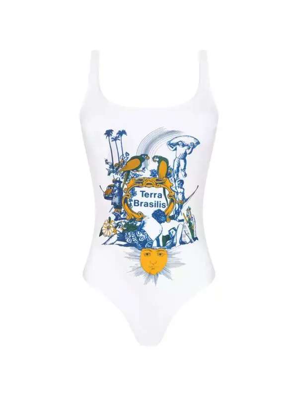 AMIR SLAMA Graphic Print One-piece Swimsuit - White