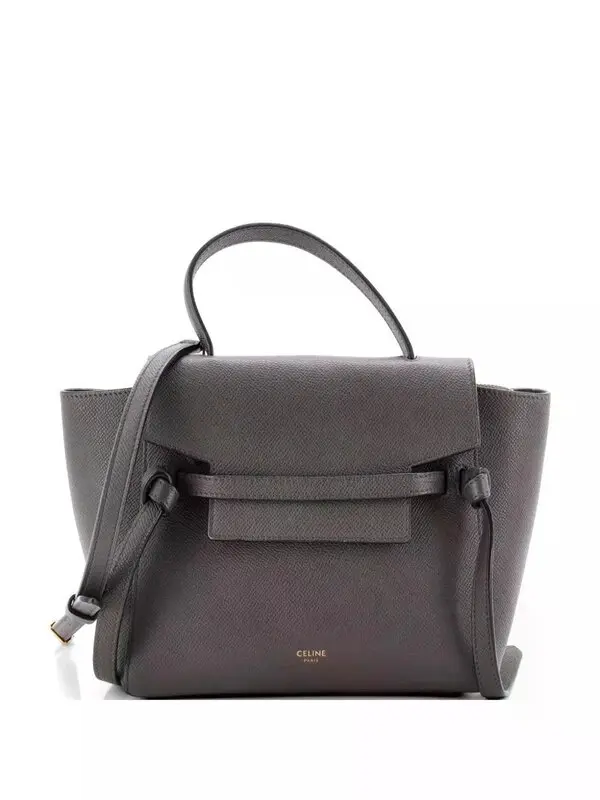 Celine Belt Bag Textured Leather Nano Shoulder Bag - Grey